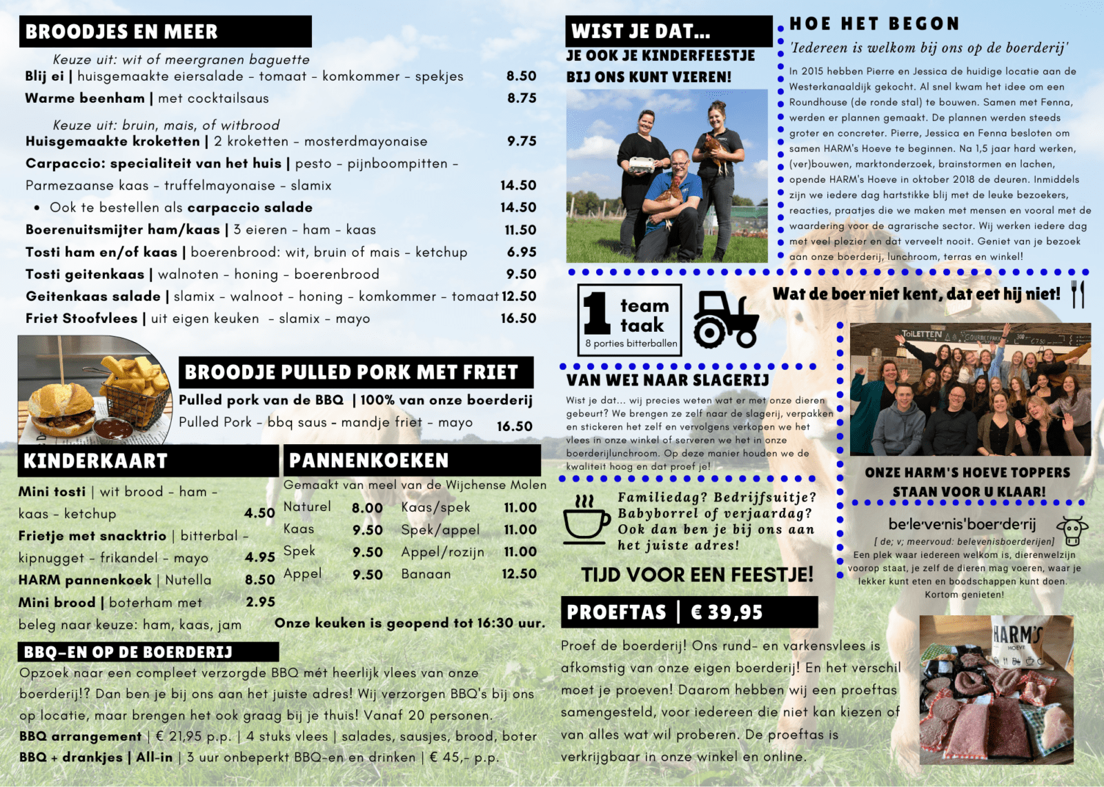 Menukaart - Harm's Hoeve